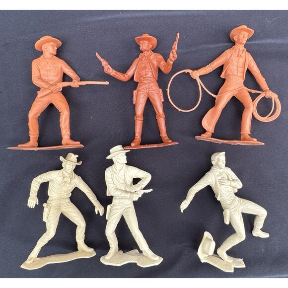 Marx | Toys | 6 Rare Vintage 964 Marx Cowboys Plastic Figures Playset 6 ...